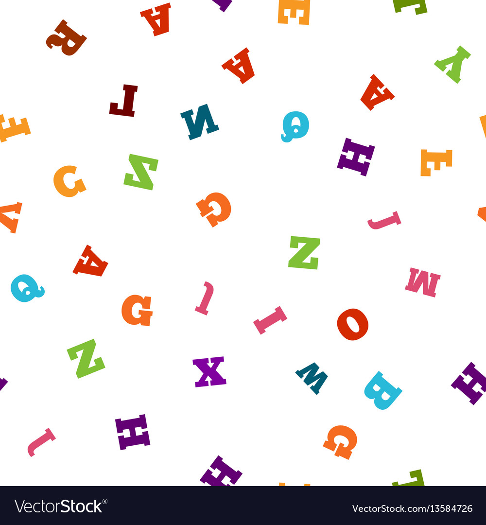 Colorful letter seamless pattern on white Vector Image Colorful letter seamless pattern on white Vector Image