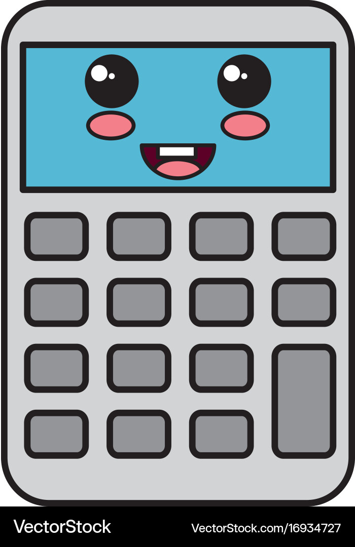 Calculator math kawaii character Royalty Free Vector Image