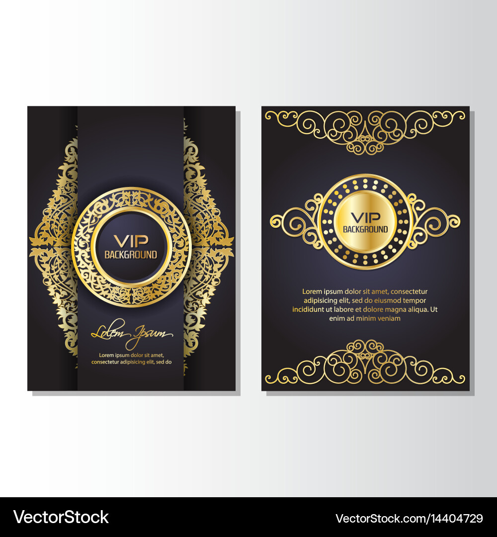 Gold background flyer style design template Royalty Free Vector Image ...