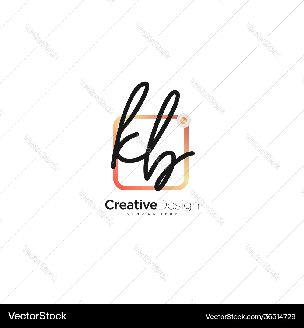 Kb initial letter handwriting logo art hand drawn Vector Image