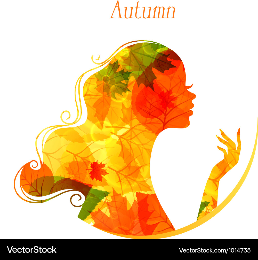 Silhouette profile autumn Royalty Free Vector Image