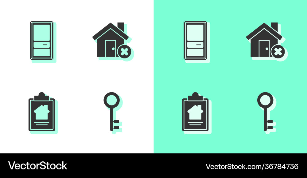 Set house key closed door contract Royalty Free Vector Image