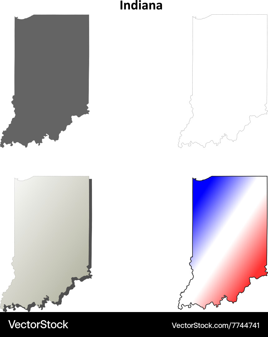 Indiana outline map set Royalty Free Vector Image