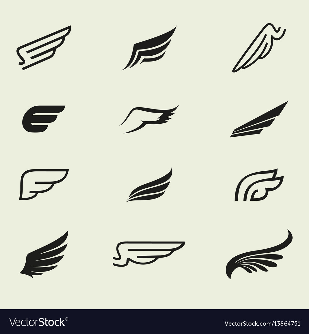 Wings icons set 1 Royalty Free Vector Image - VectorStock
