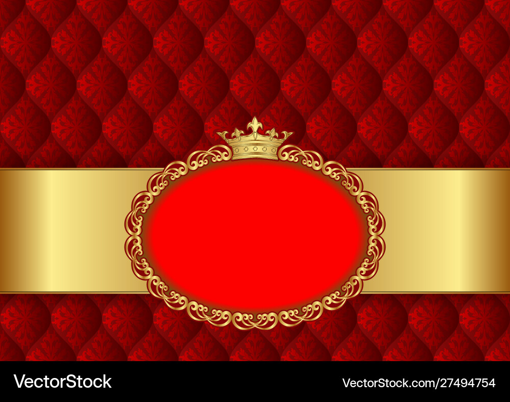 Background with golden frame decorative pattern Vector Image