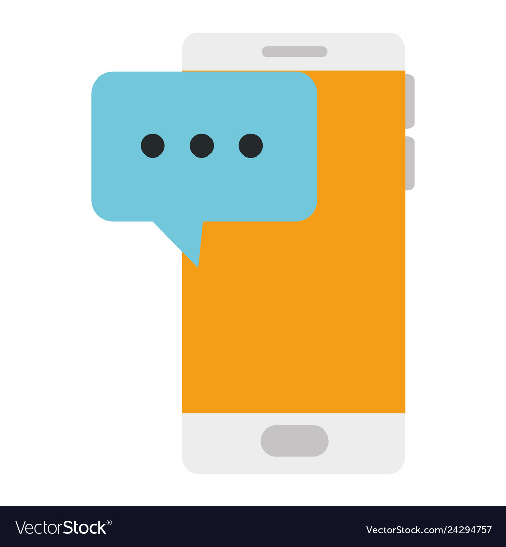 Smartphone device with speech bubble Royalty Free Vector