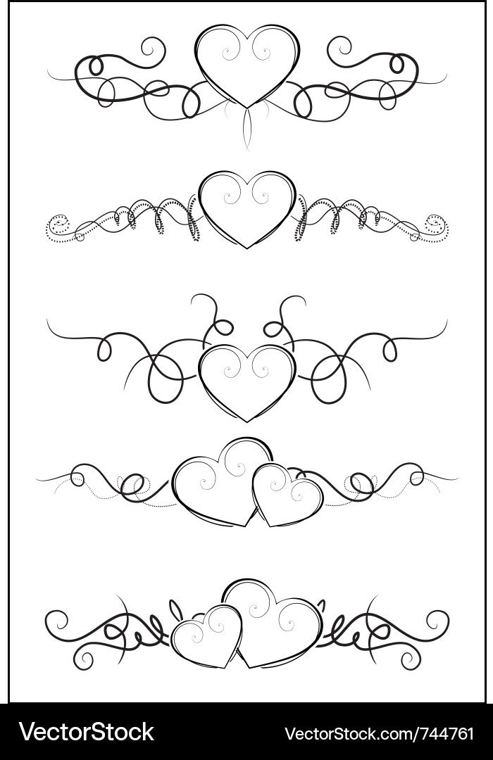 Heart footers Royalty Free Vector Image - VectorStock