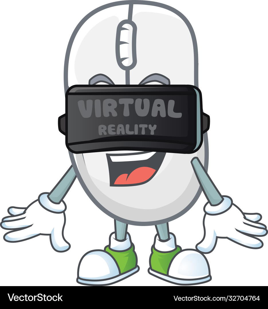 A smart white mouse with virtual reality headset Vector Image