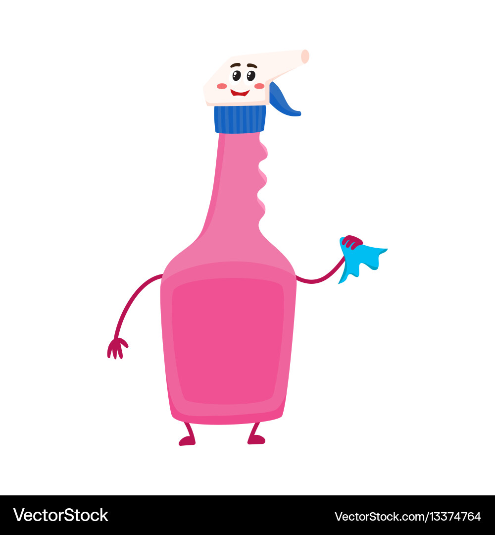 Funny smiling window washing liquid spray Vector Image