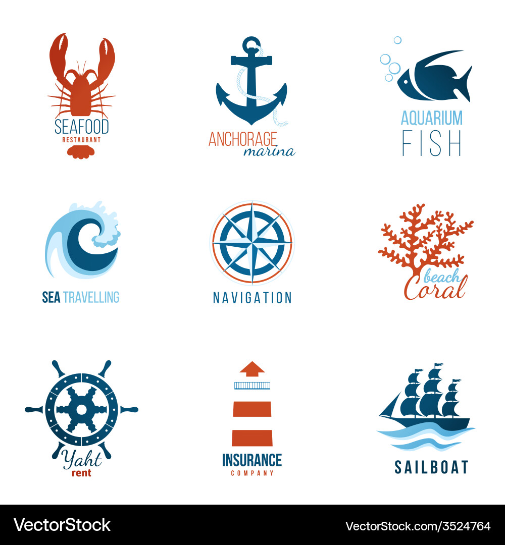 Sea theme logo templates Royalty Free Vector Image