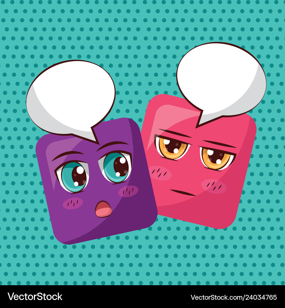 Square faces anime emoji Royalty Free Vector Image