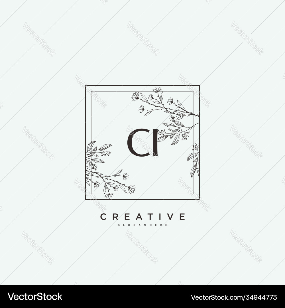 Ci beauty initial logo art handwriting logo Vector Image