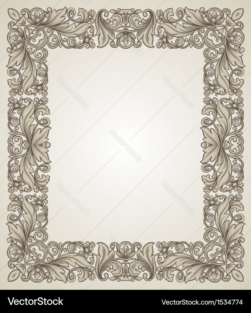 Vintage filigree frame with floral patterns Vector Image