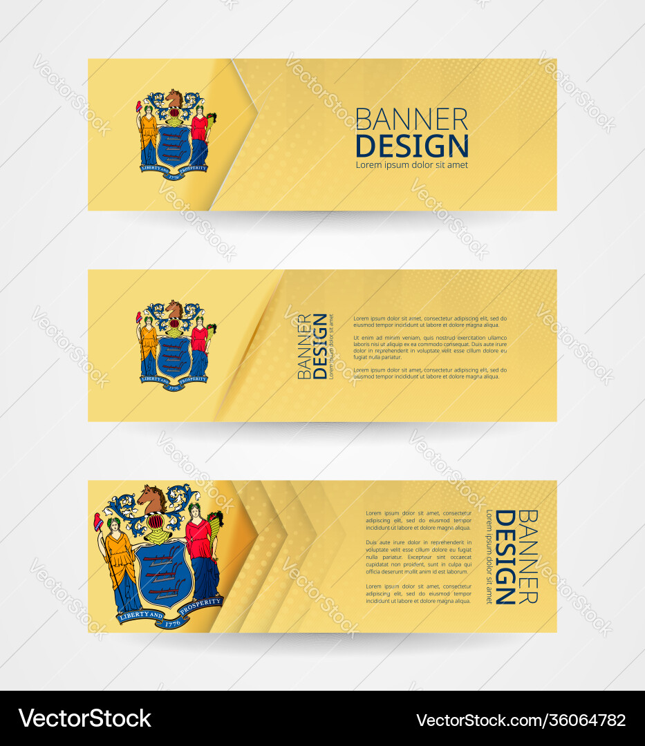 Set three horizontal banners with us state Vector Image