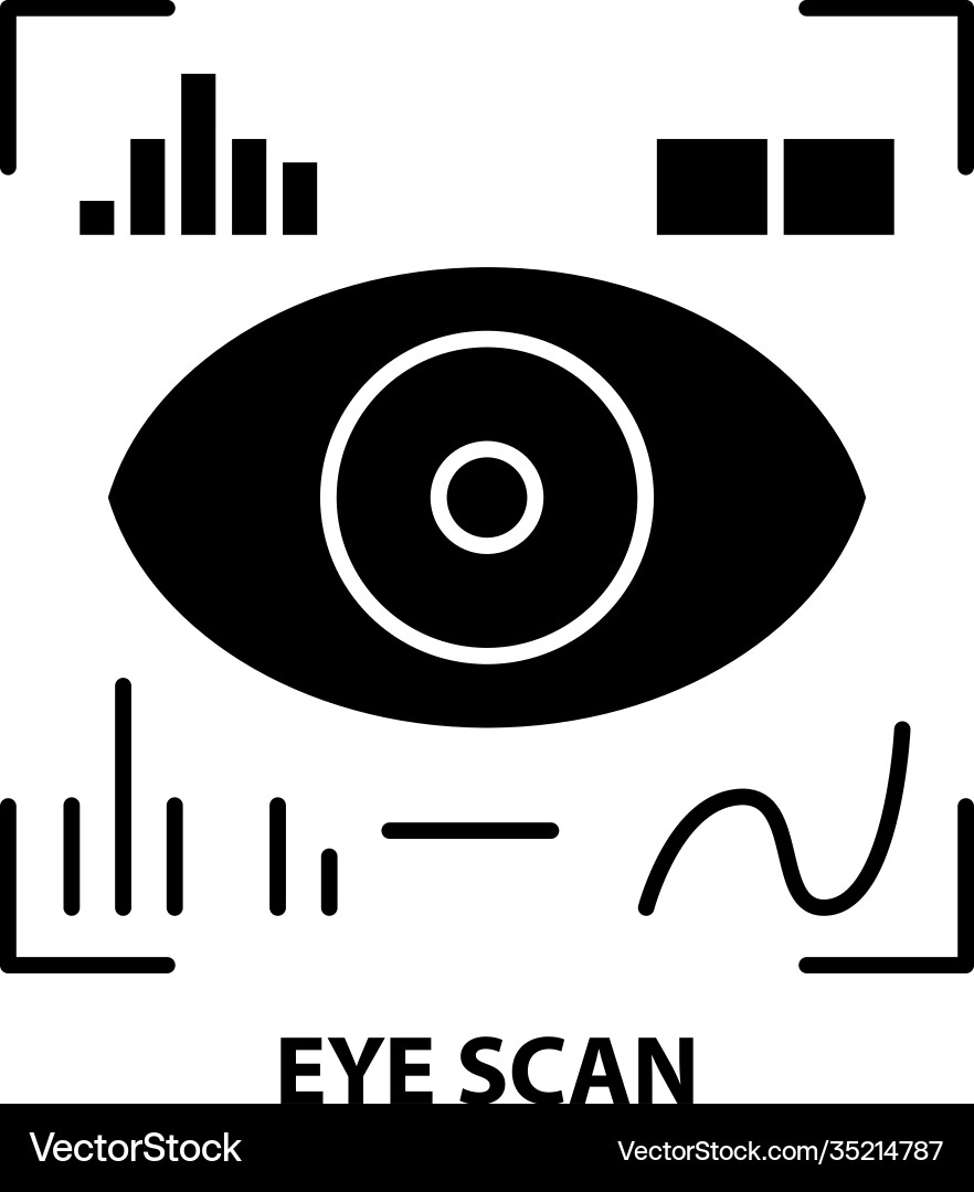 Eye scan icon black sign with editable Royalty Free Vector