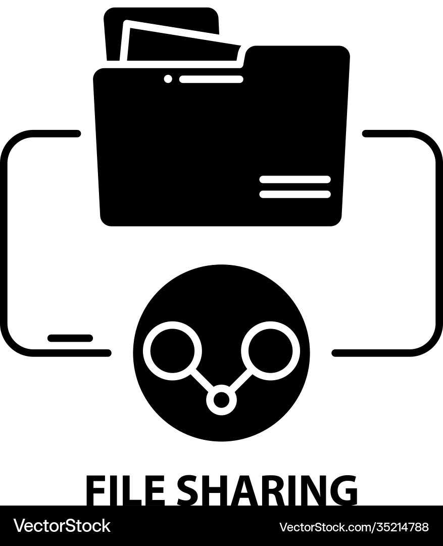 File sharing icon black sign with editable Vector Image
