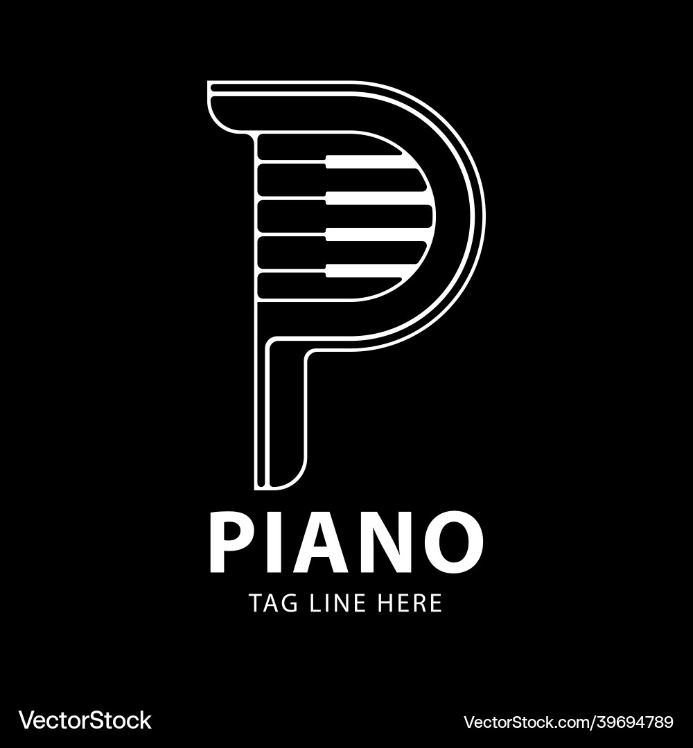Letter p piano logo design Royalty Free Vector Image