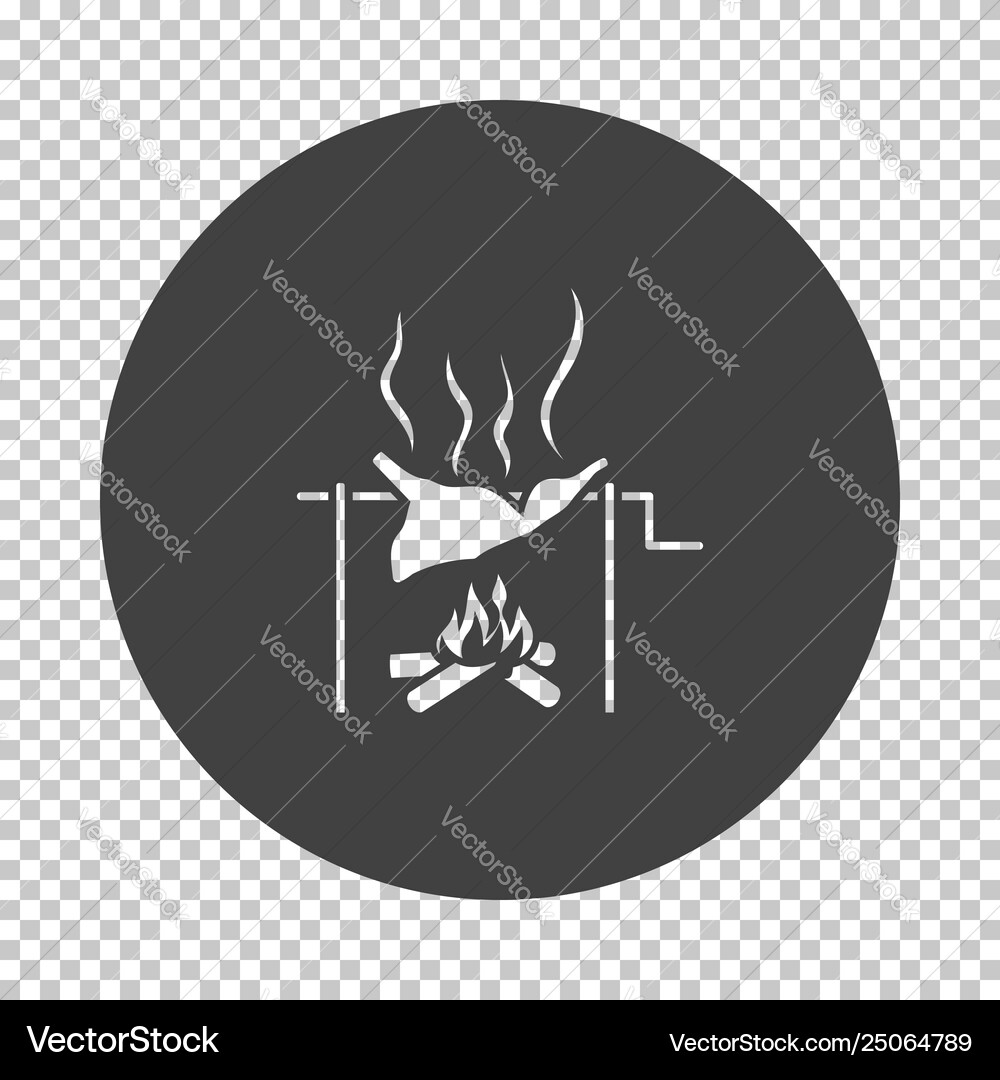Roasting meat on fire icon Royalty Free Vector Image