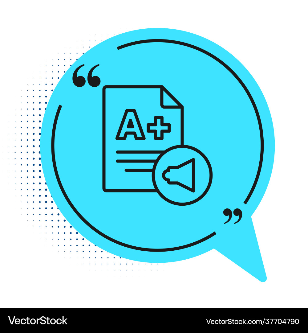 Black line exam sheet with a plus grade icon Vector Image