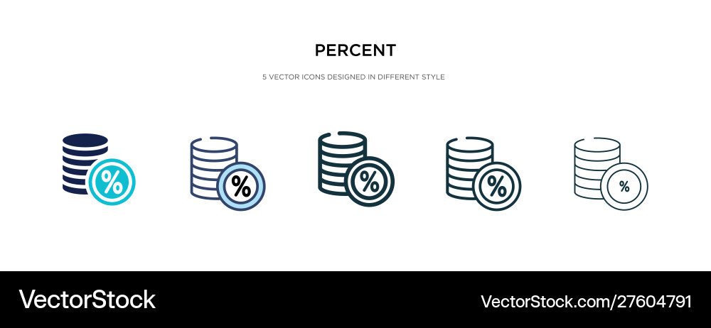 Percent icon in different style two colored Vector Image