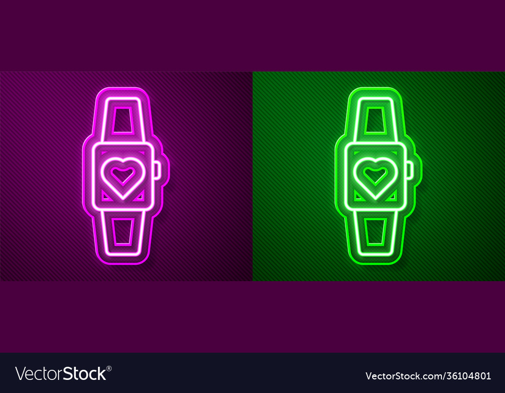 Glowing neon line smartwatch icon isolated Vector Image