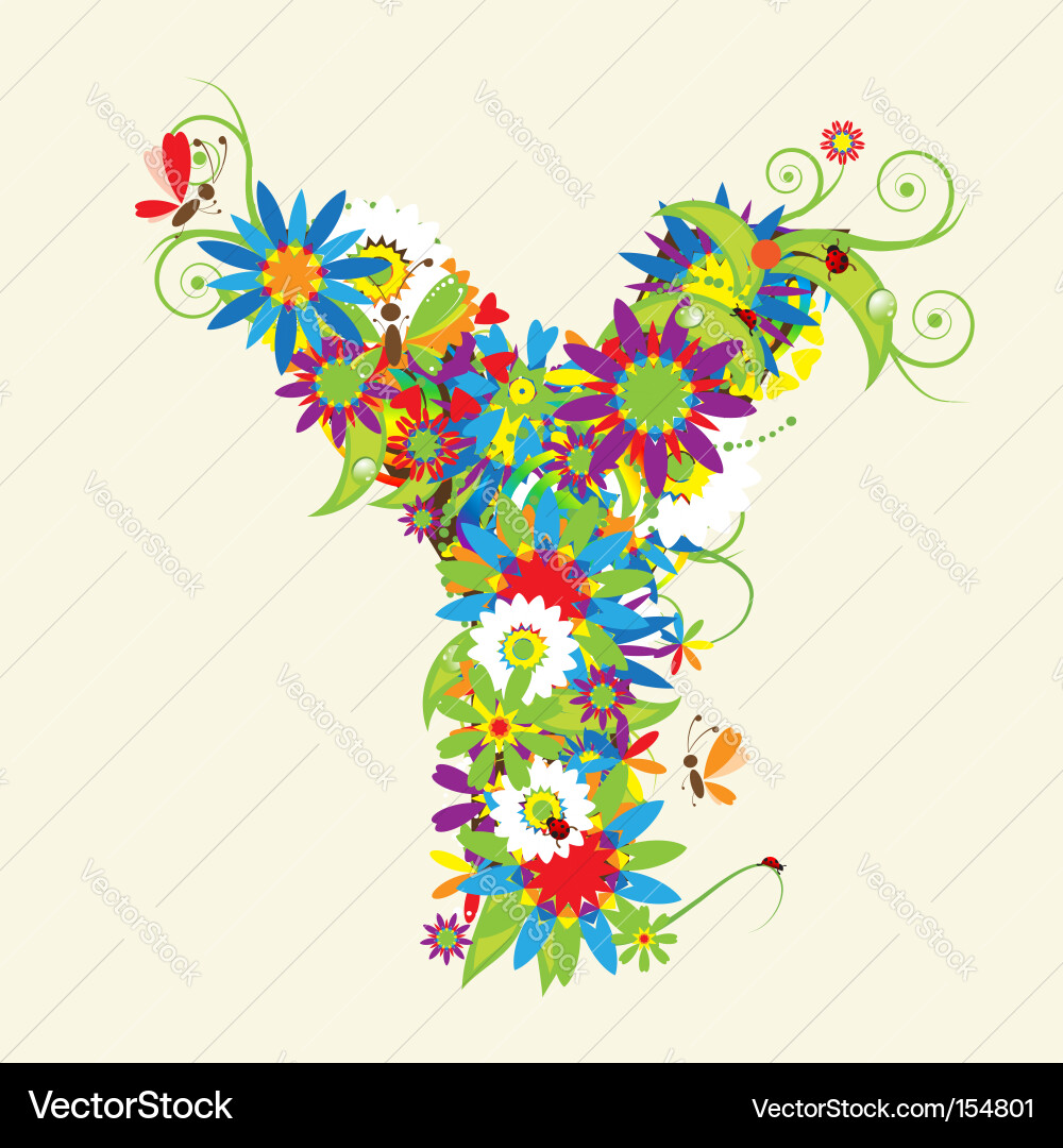 Letter Y floral design Royalty Free Vector Image