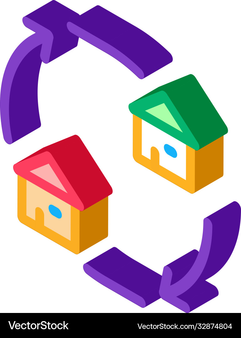 Houses exchange isometric icon Royalty Free Vector Image