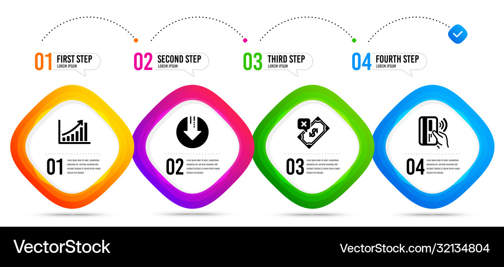 Rejected payment contactless payment and graph Vector Image