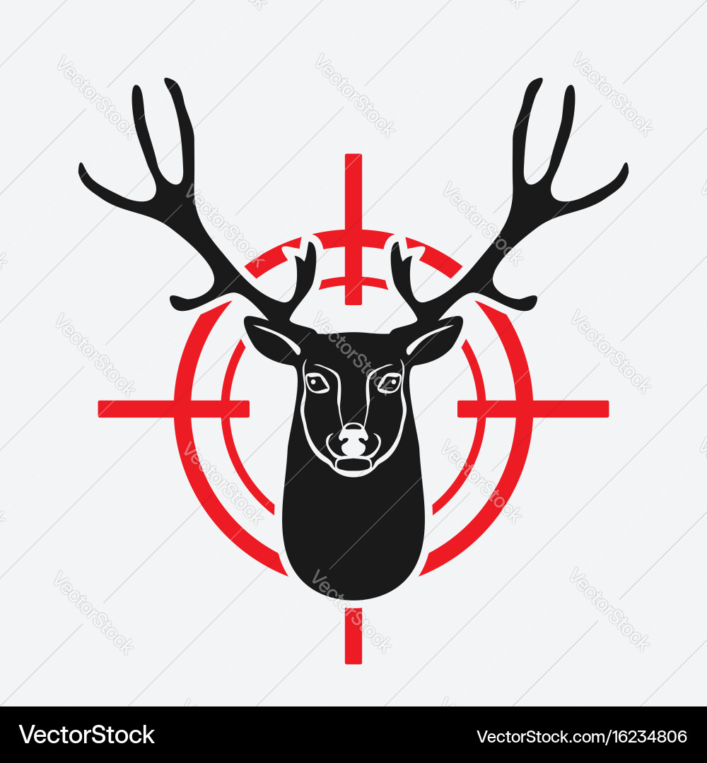 Deer head on red target Royalty Free Vector Image
