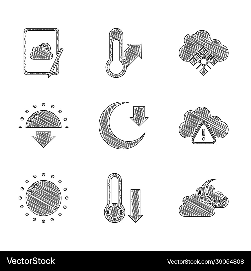 Set moon meteorology thermometer cloud with moon Vector Image