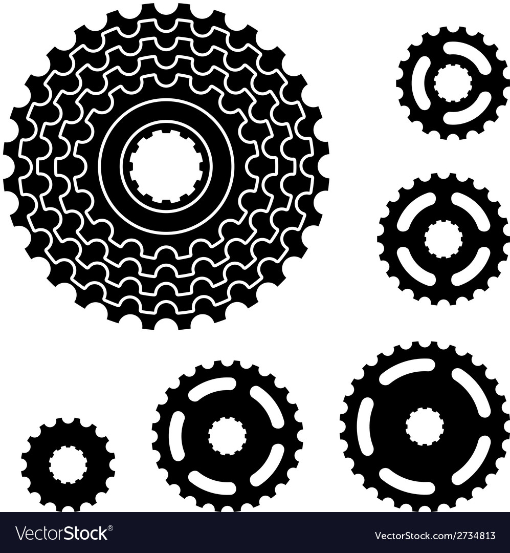 Bicycle gear cogwheel sprocket symbols Royalty Free Vector Bicycle gear cogwheel sprocket symbols Royalty Free Vector