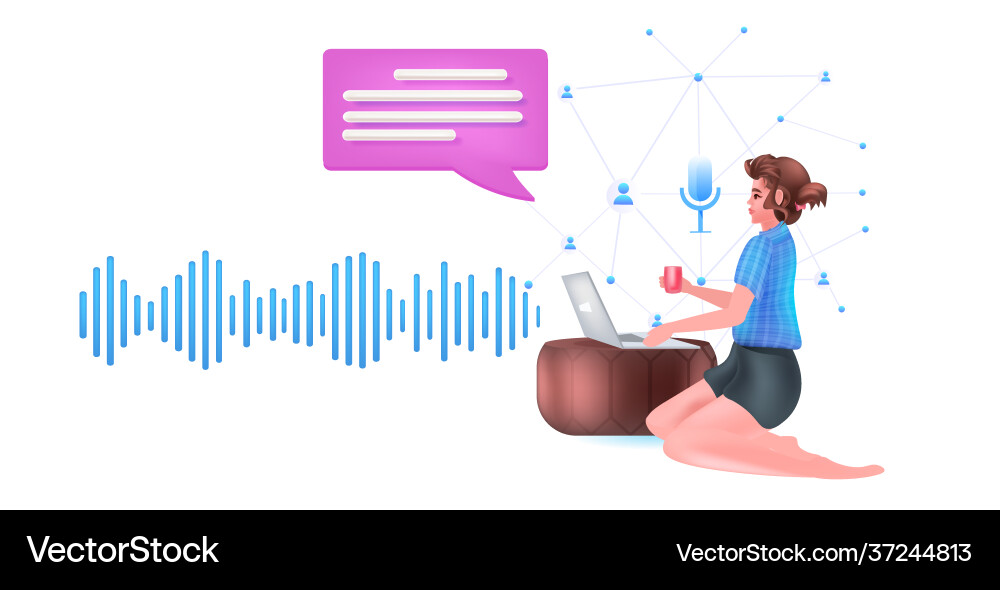 Girl communicating in instant messenger voice Vector Image