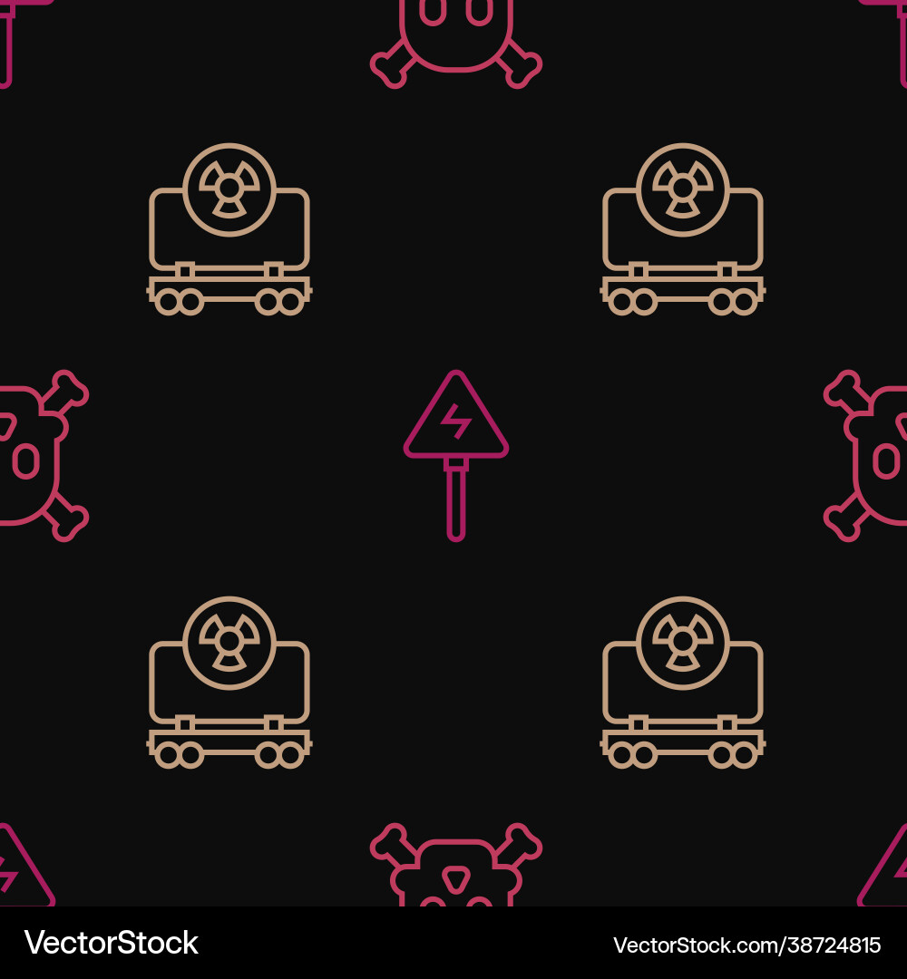 Set line bones and skull warning radioactive Vector Image