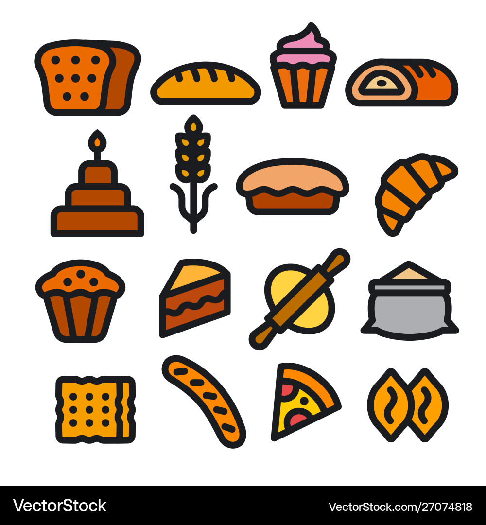 Bakery icons Royalty Free Vector Image - VectorStock
