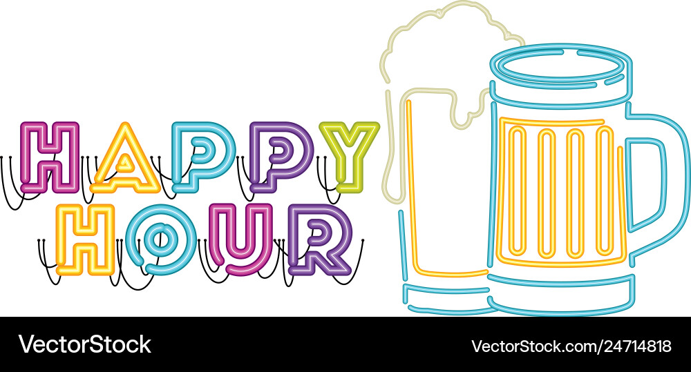 Glass with beer in neon light icon Royalty Free Vector Image