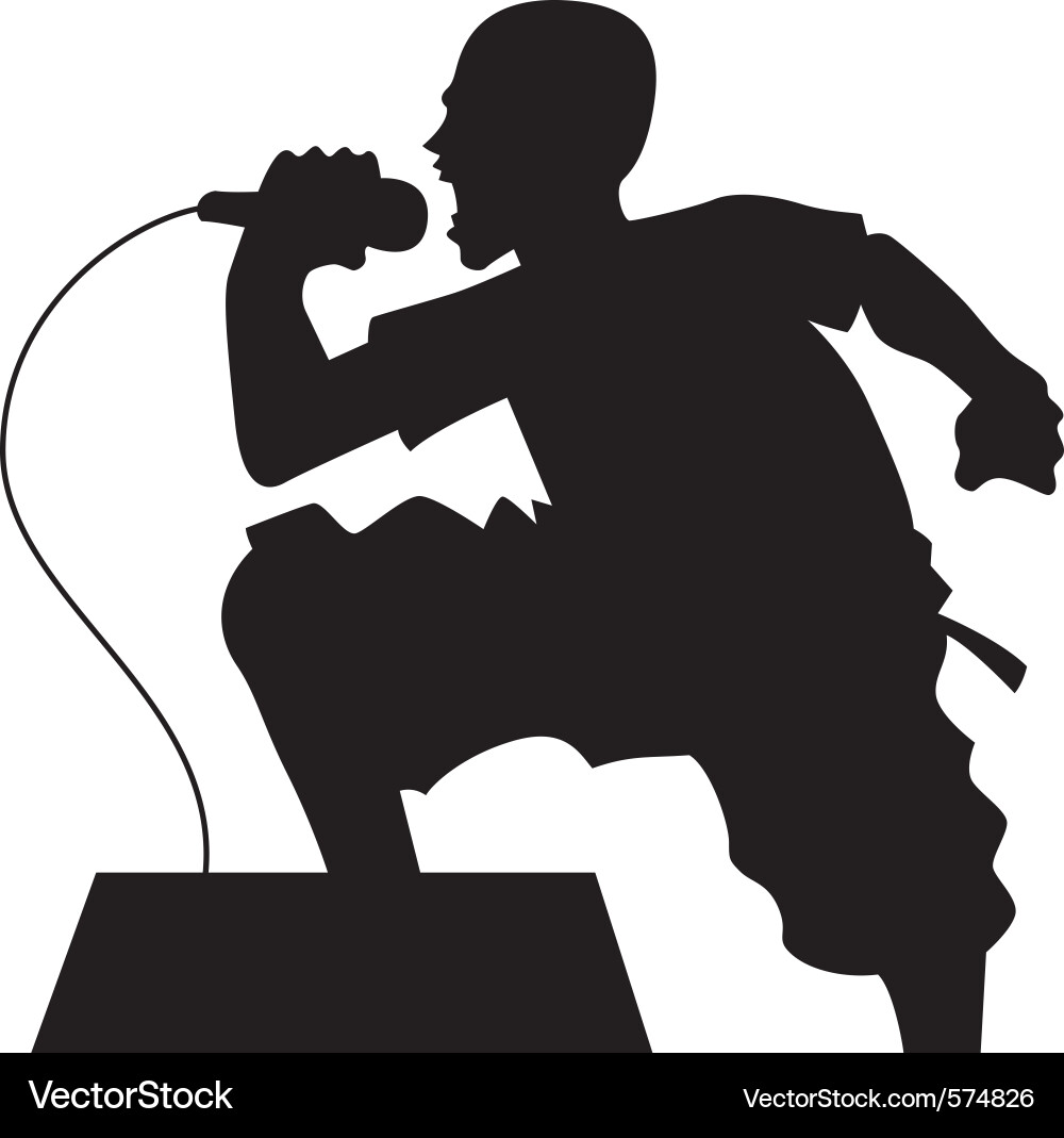 Rock singer silhouette Royalty Free Vector Image