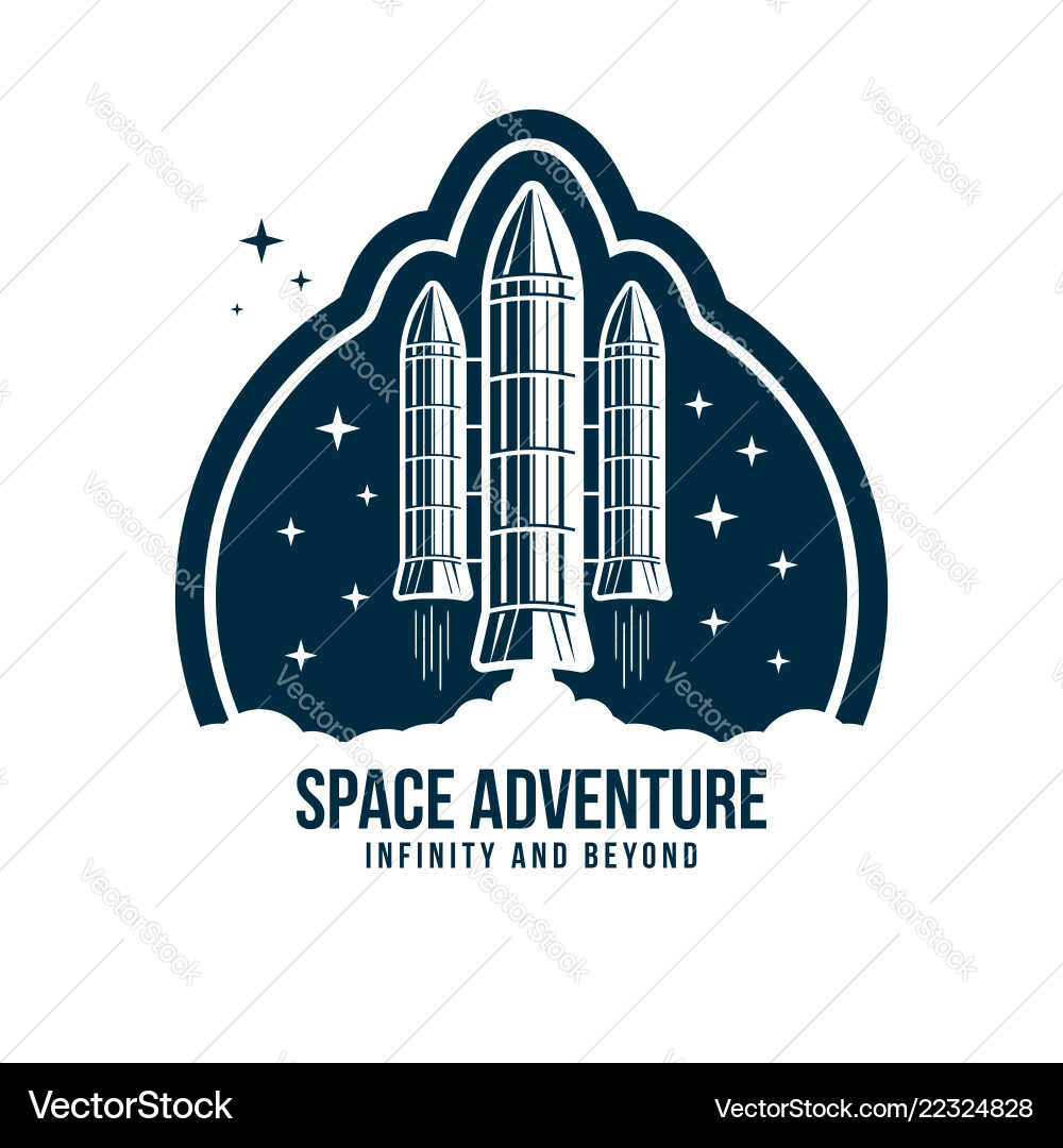 Space badge with rocket launch vintage astronaut Vector Image