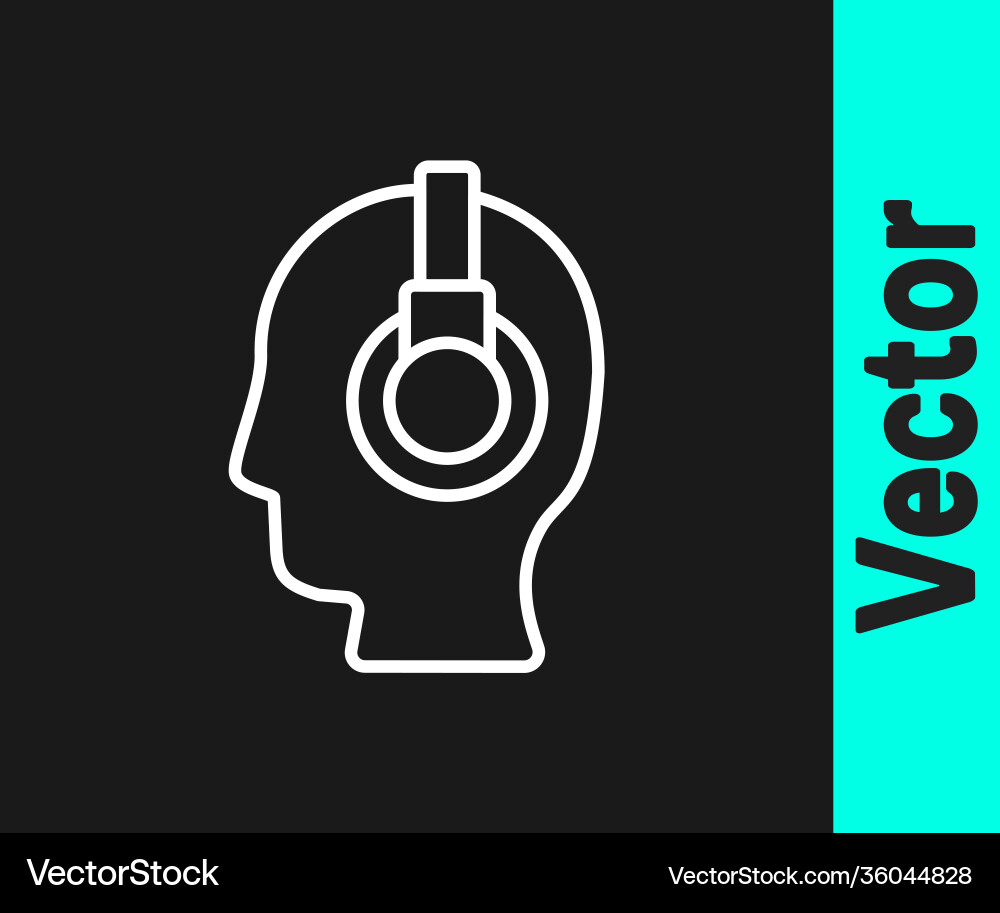 White line man with a headset icon isolated Vector Image