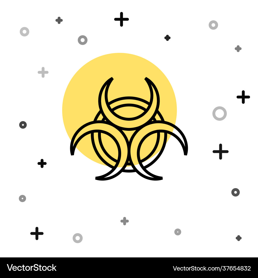 Black line biohazard symbol icon isolated on white