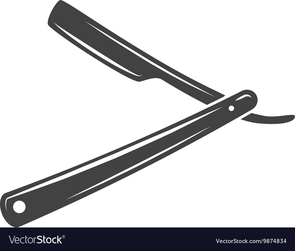 Straight razor for shaving Black icon logo element Royalty Free Vector ...