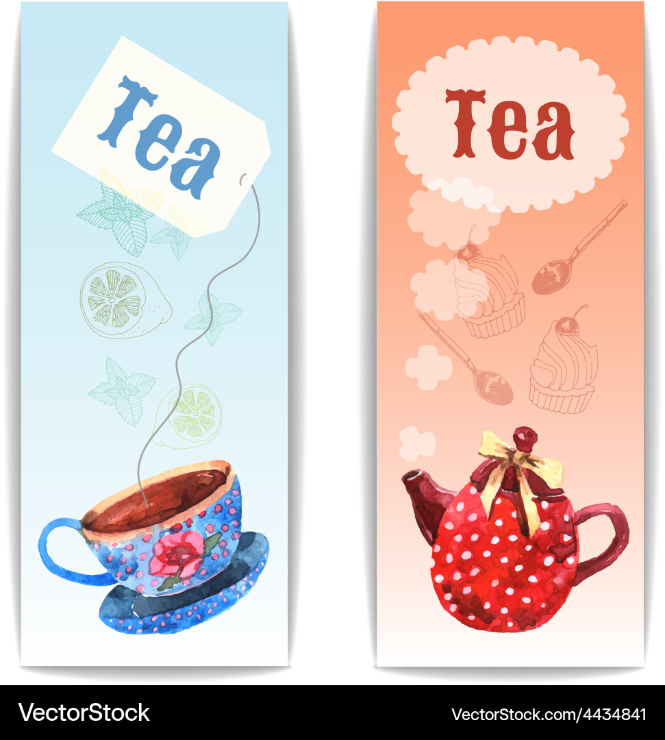 Watercolor tea banner Royalty Free Vector Image