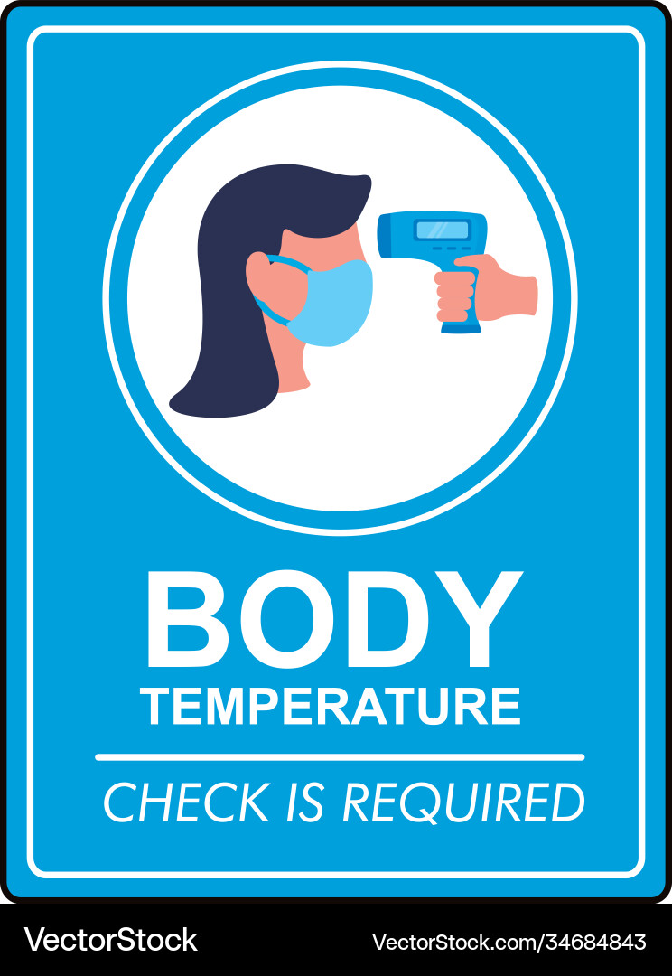 Body temperature check lettering campaign square Vector Image