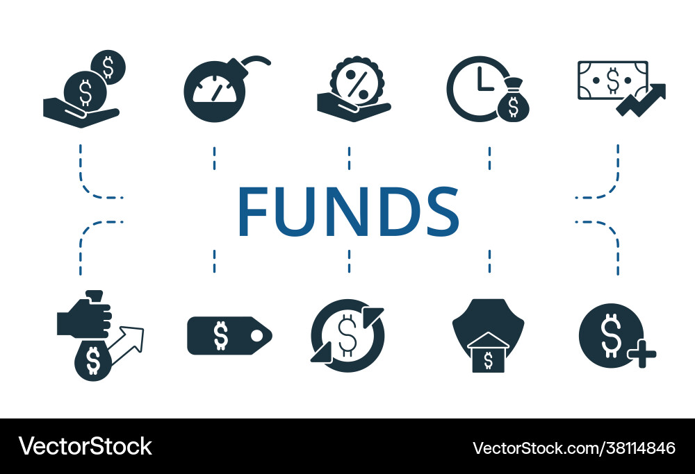 Funds icon set contains editable icons theme Vector Image