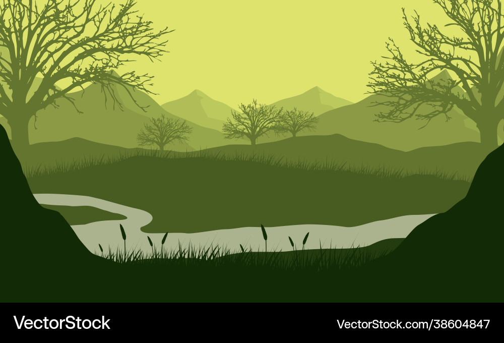 A beautiful morning view with mountains Royalty Free Vector