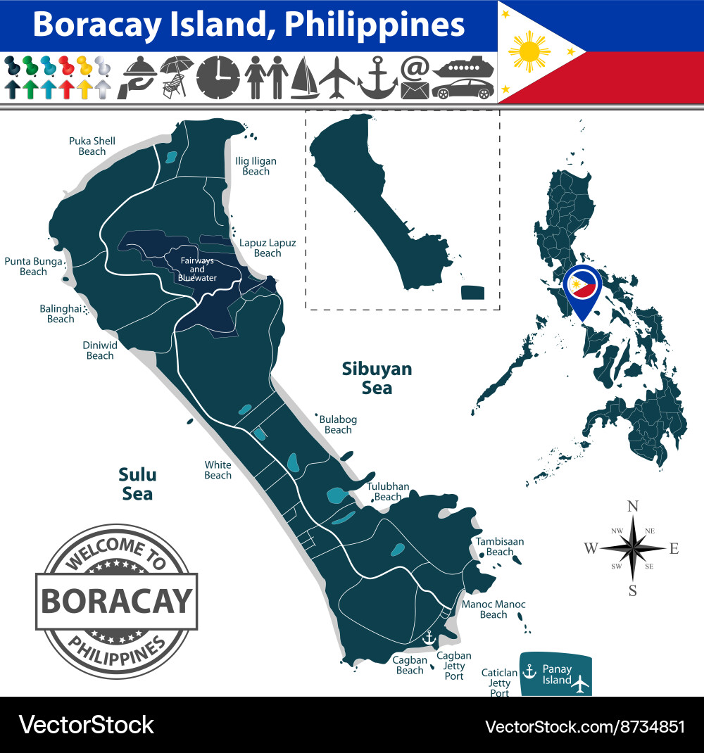 Map of Boracay island Royalty Free Vector Image