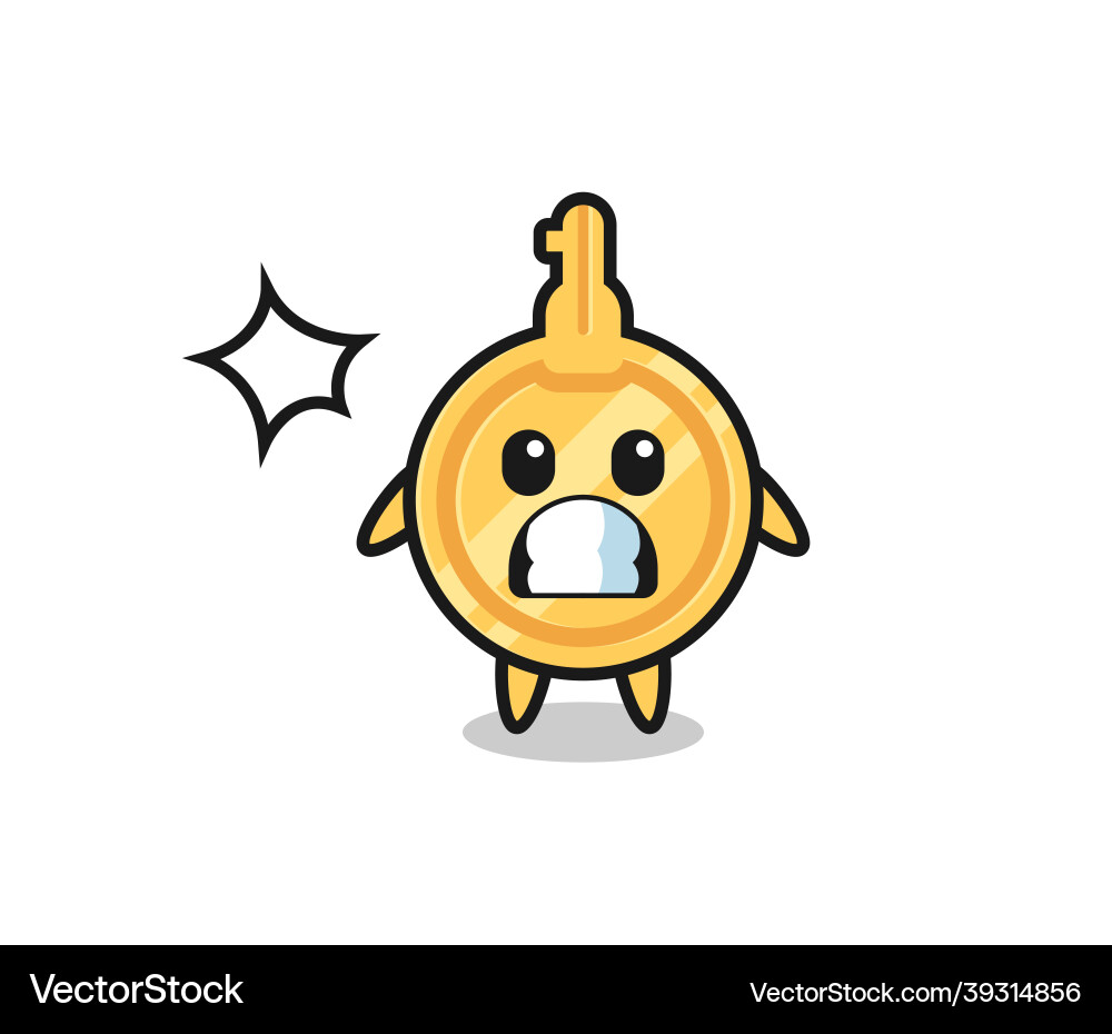 Key character cartoon with shocked gesture Vector Image