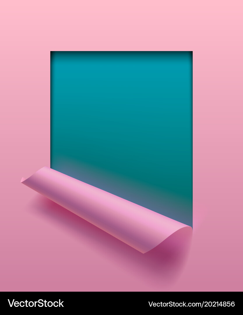 Light pink paper sheet partially rolled up Vector Image