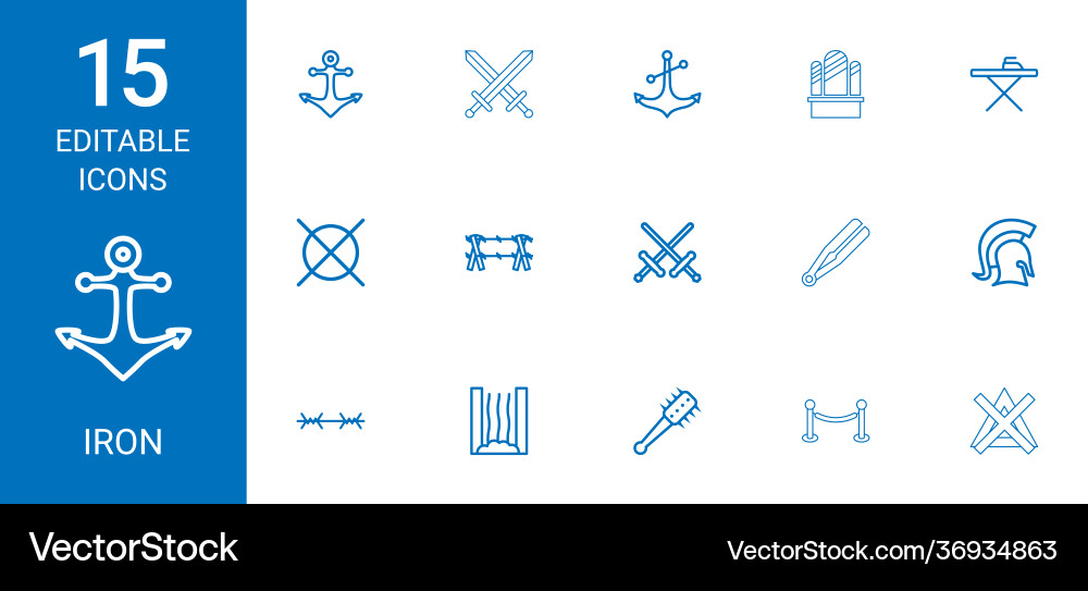 15 iron icons Royalty Free Vector Image - VectorStock