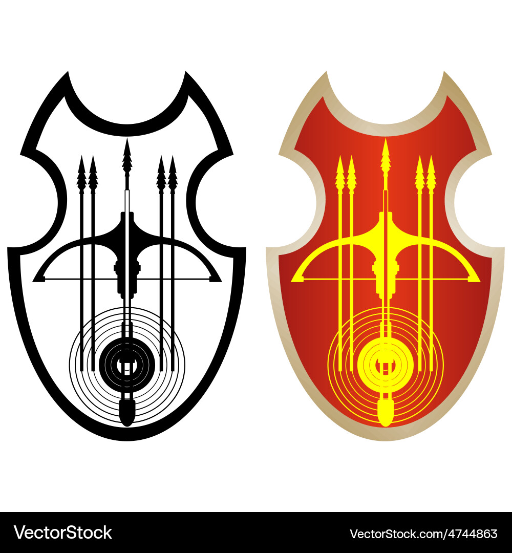 Shield crossbow and arrows-1 Royalty Free Vector Image