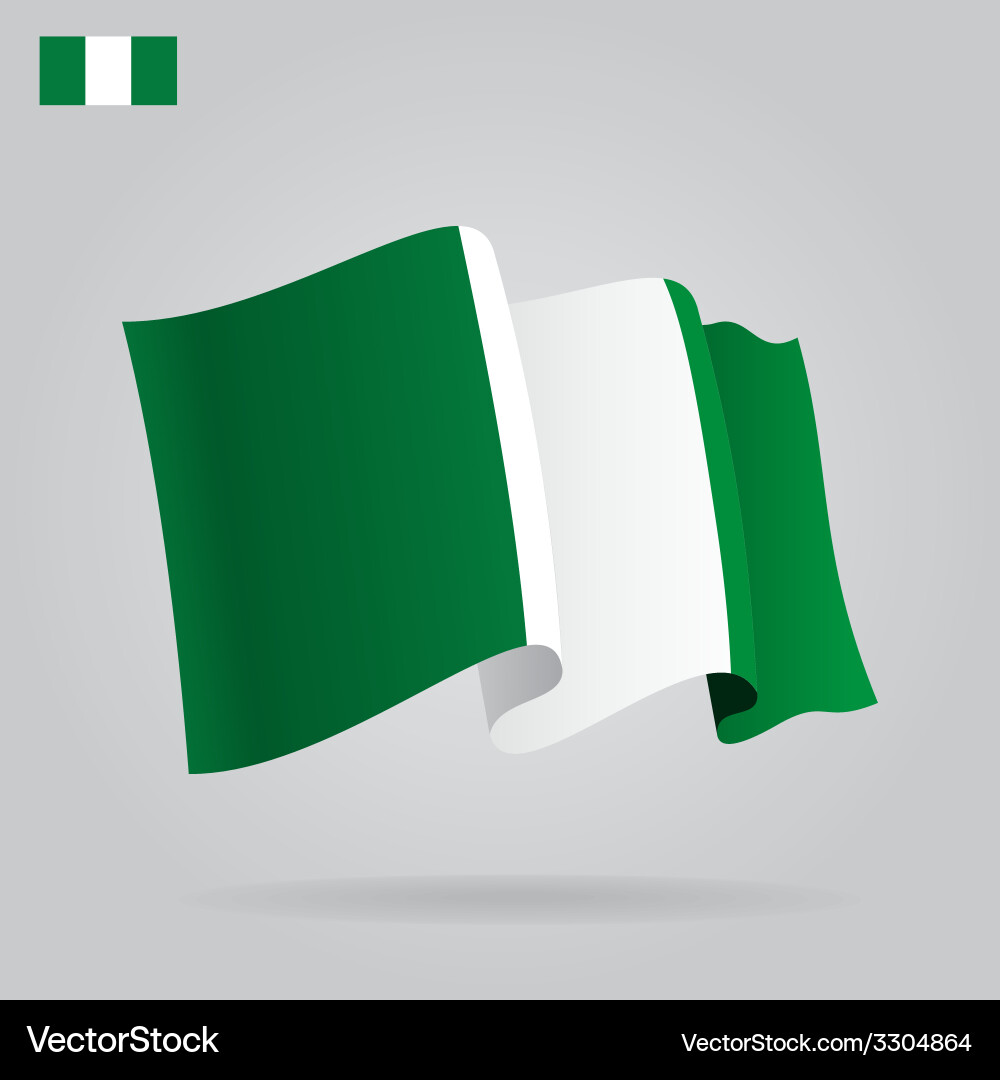 Flat and waving nigerian flag Royalty Free Vector Image